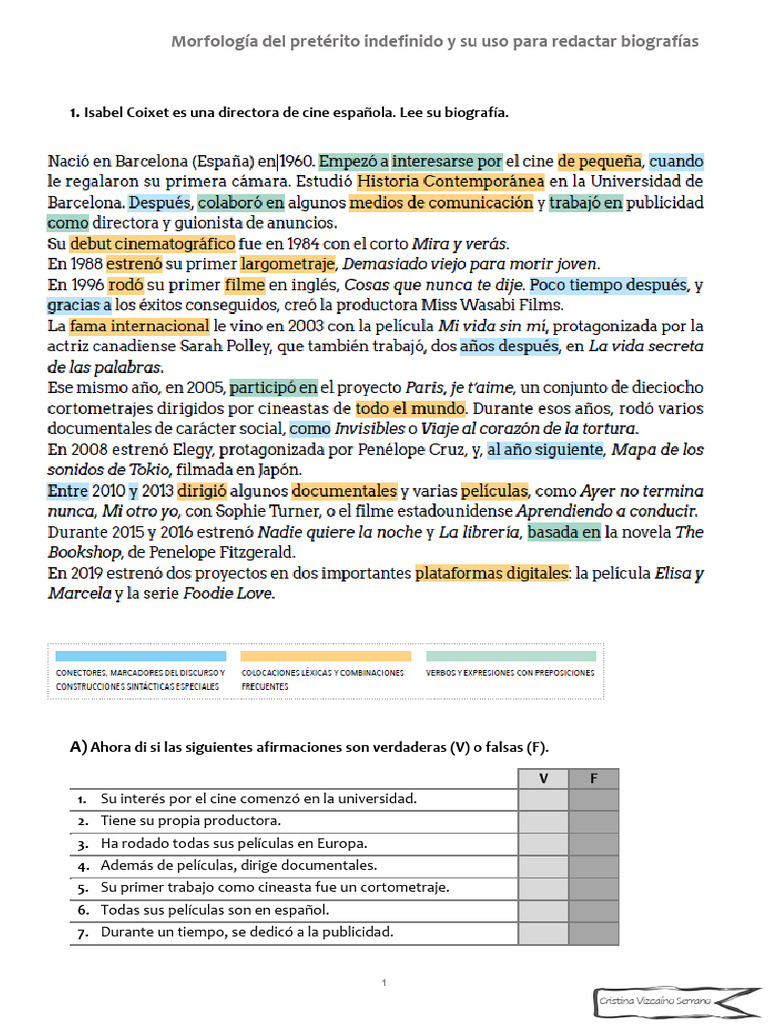 Actividad Presentación Pretérito Indefinido | PDF