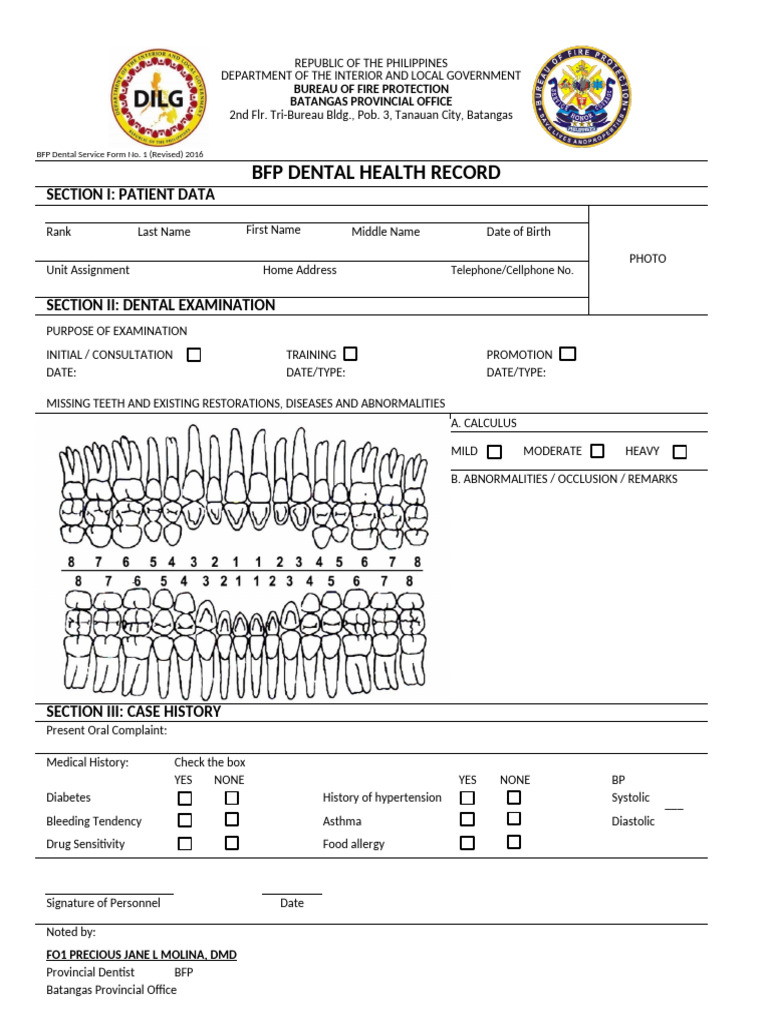 1dental Health Record Final Batangas | PDF | Dentistry | Clinical Medicine