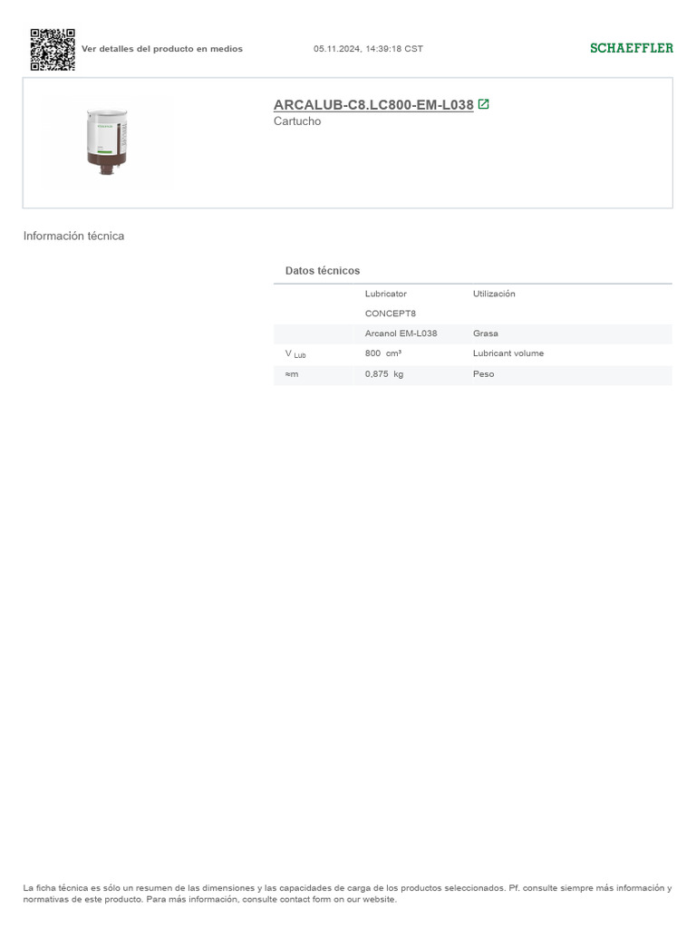 Cartucho Lubricante Arcalub C8.LC800 | PDF