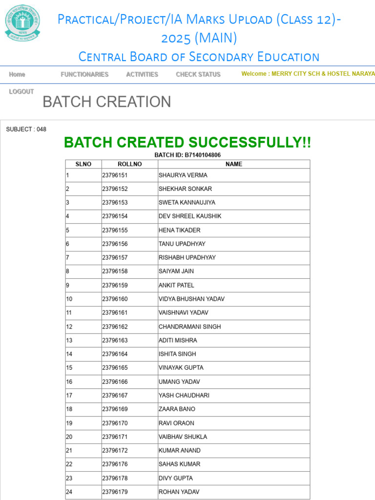Edubatch Class 12 Marks Upload | PDF