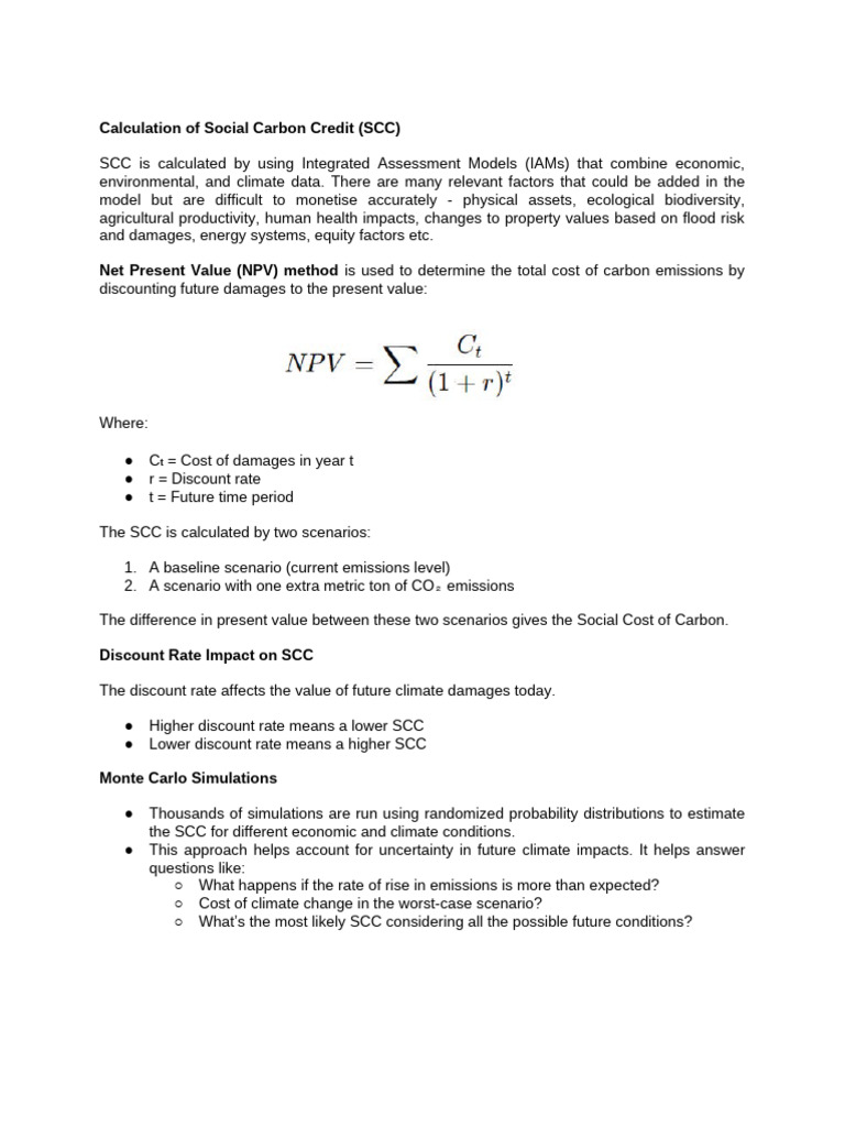 Calculation of Social Carbon Credit (SCC) | PDF