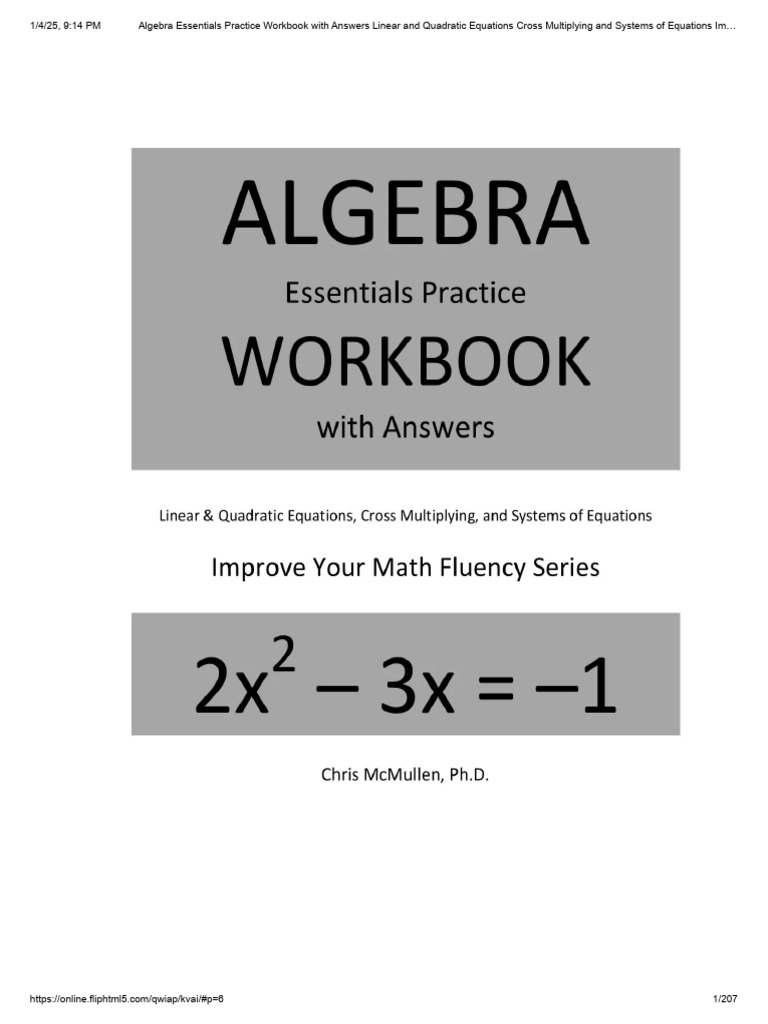 Algebra Essentials Practice Workbook With Answers Linear and Quadratic ...