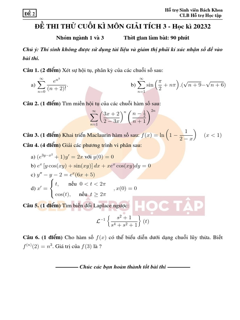 Đề 2 GT3 NN1 3 | PDF