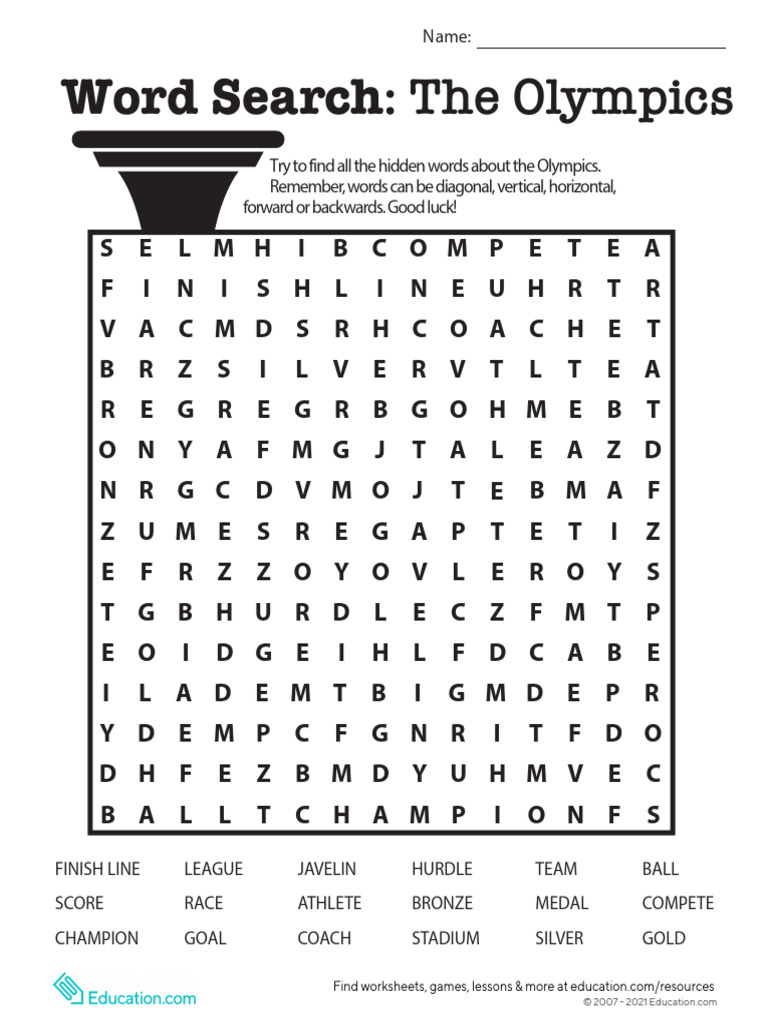 Olympic Word Search | PDF