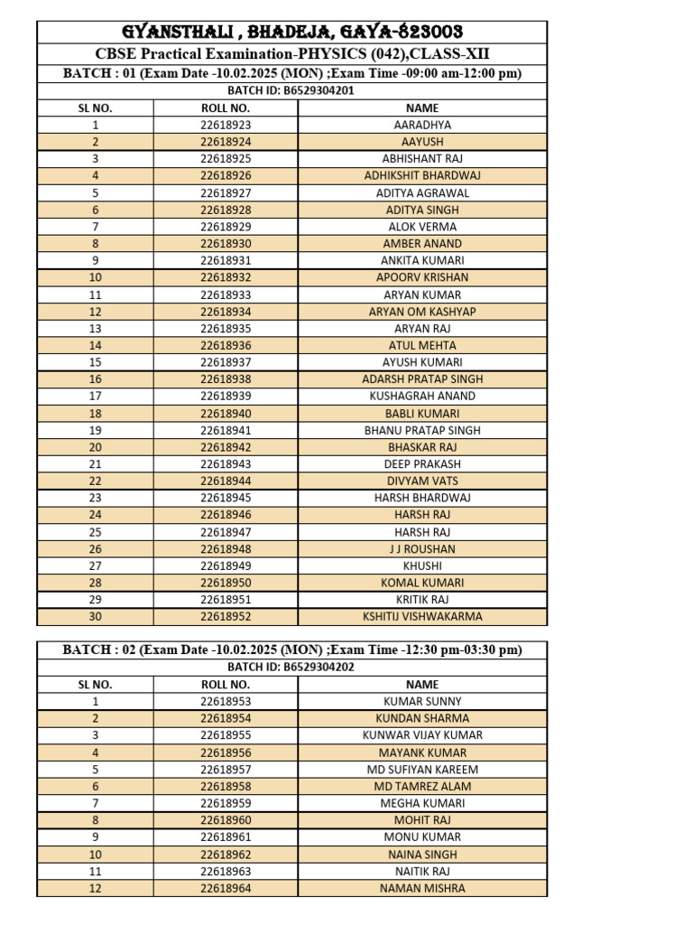 Class XII PHYSICS 042 Practical Exam Date. | PDF