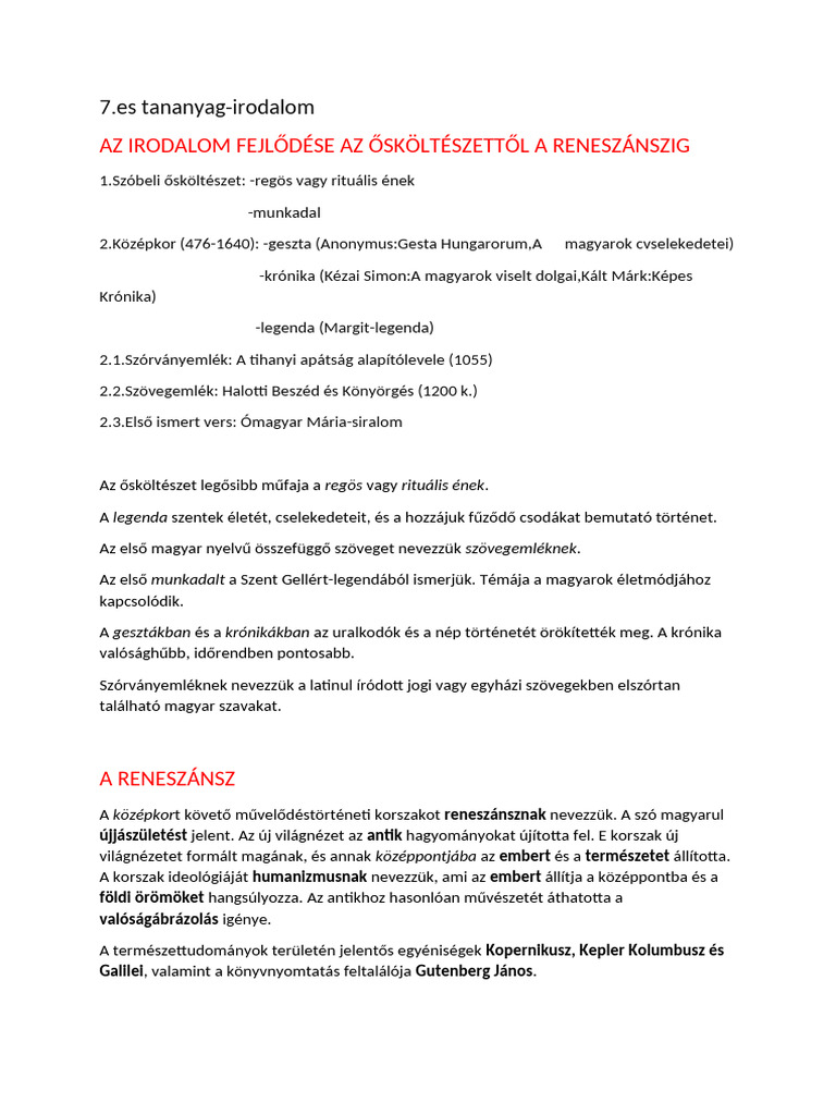 7.es irodalom | PDF