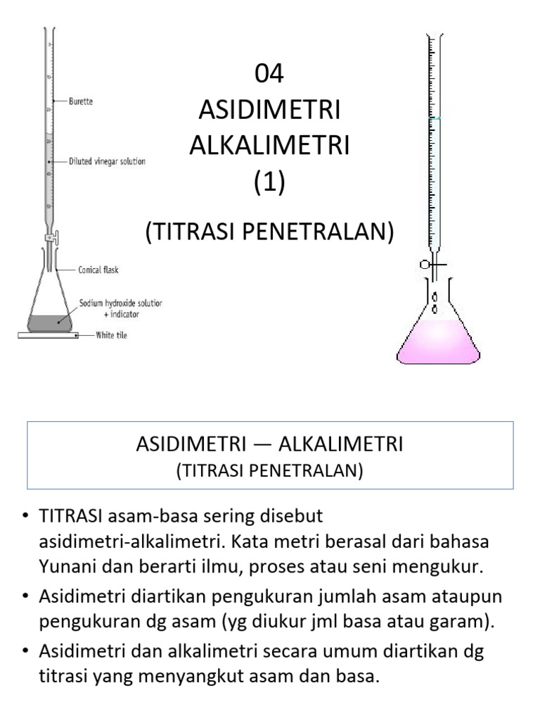 Matkul Kimia Analitik T (Asidimetri, Alkalimetri - Titrasi Penetralan ...