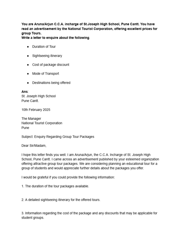 Enquiry Letter | PDF