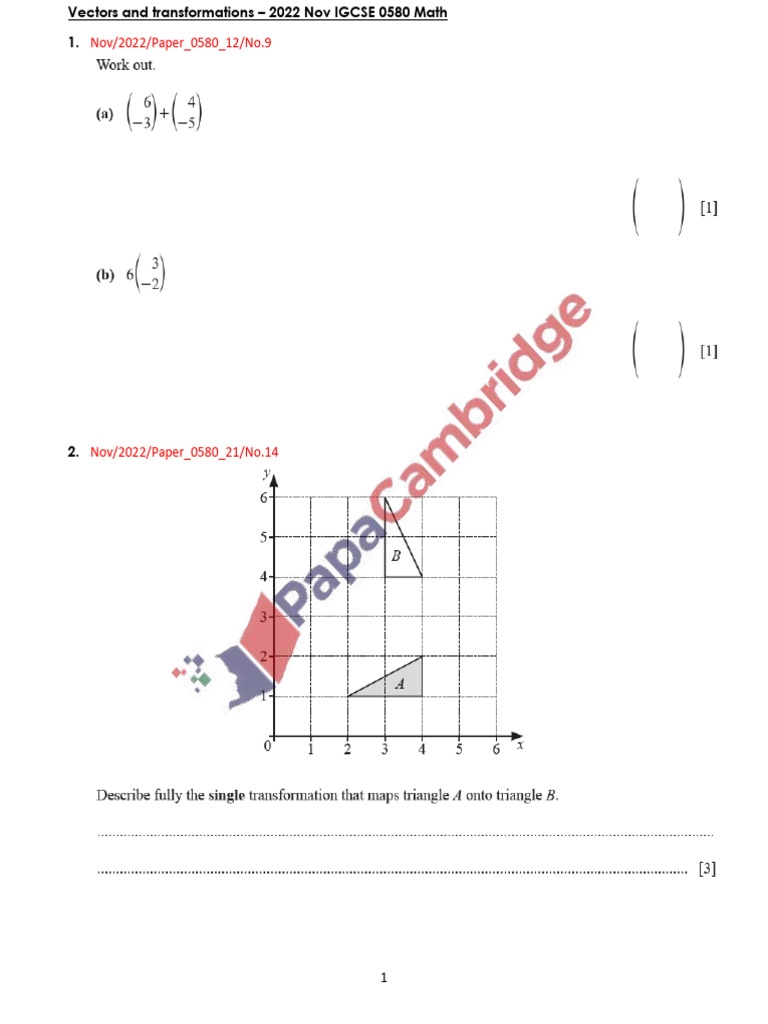 2022N-Vectors-and-transformations-IGCSE-0580-Math | PDF