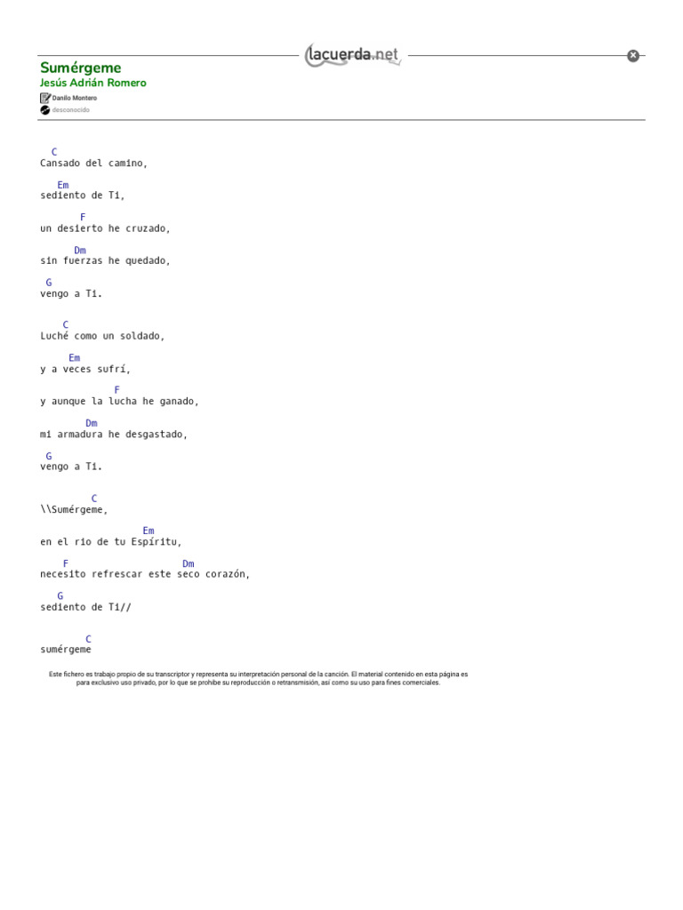 SUMERGEME, Jesús Adrián Romero Acordes 2 | PDF