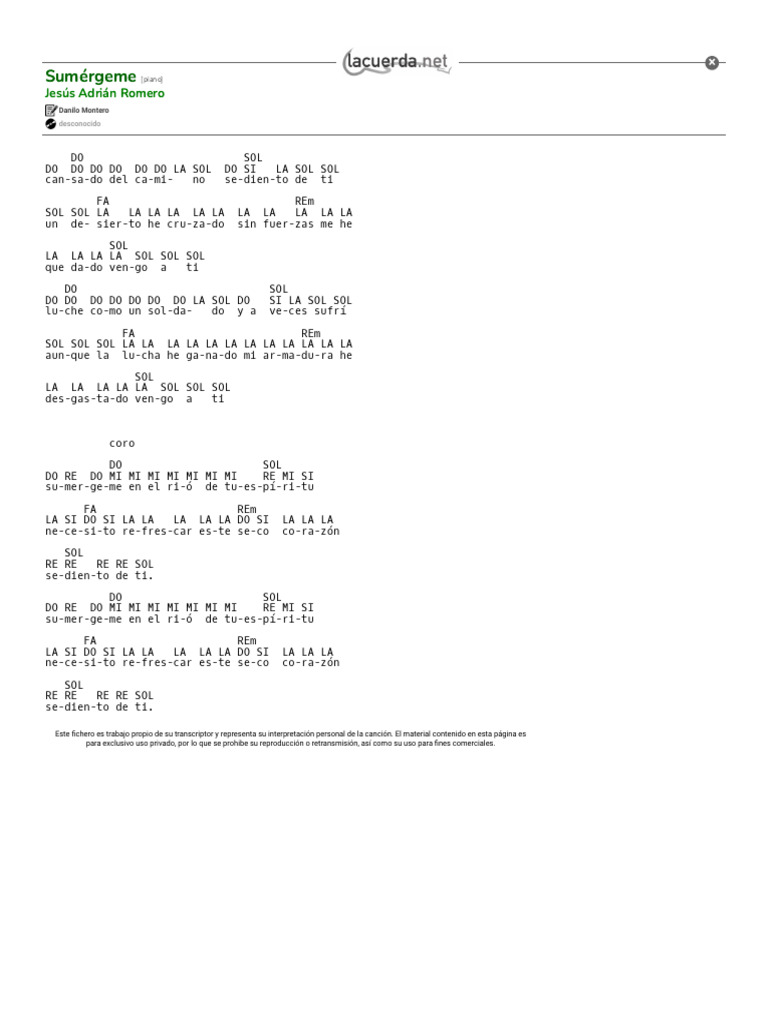 Sumergeme, Jesús Adrián Romero Piano | PDF
