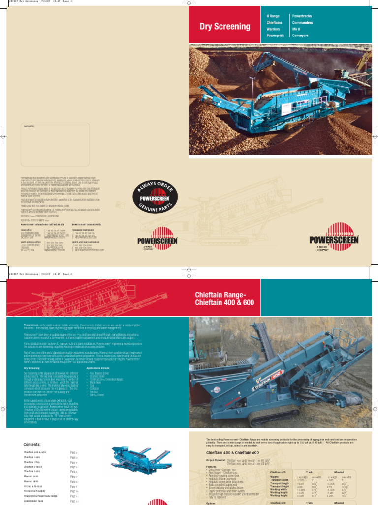 Powerscreen 1400 | PDF | Construction Aggregate | Recycling