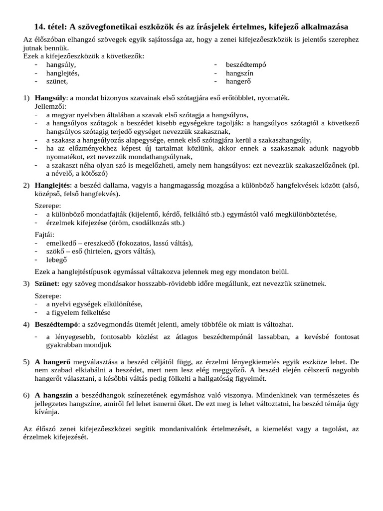 14. A szövegfonetika helyes használata | PDF