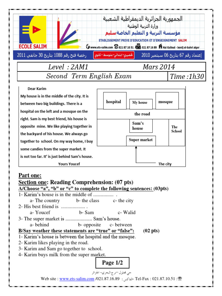 dzexams-2am-anglais-531077 | PDF | Syntax | Grammar