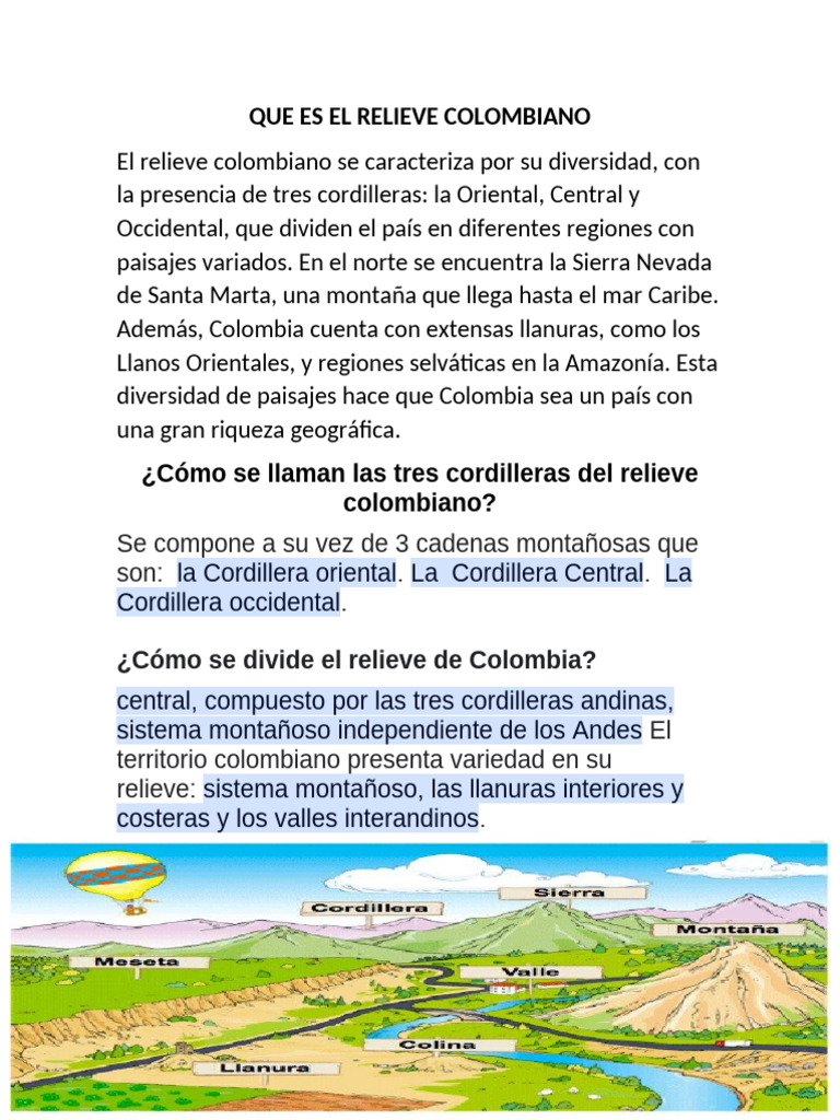 Que Es El Relieve Colombiano | PDF