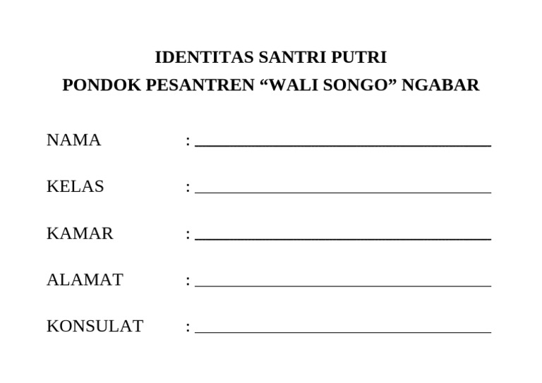 Form Identitas Santri-1 | PDF
