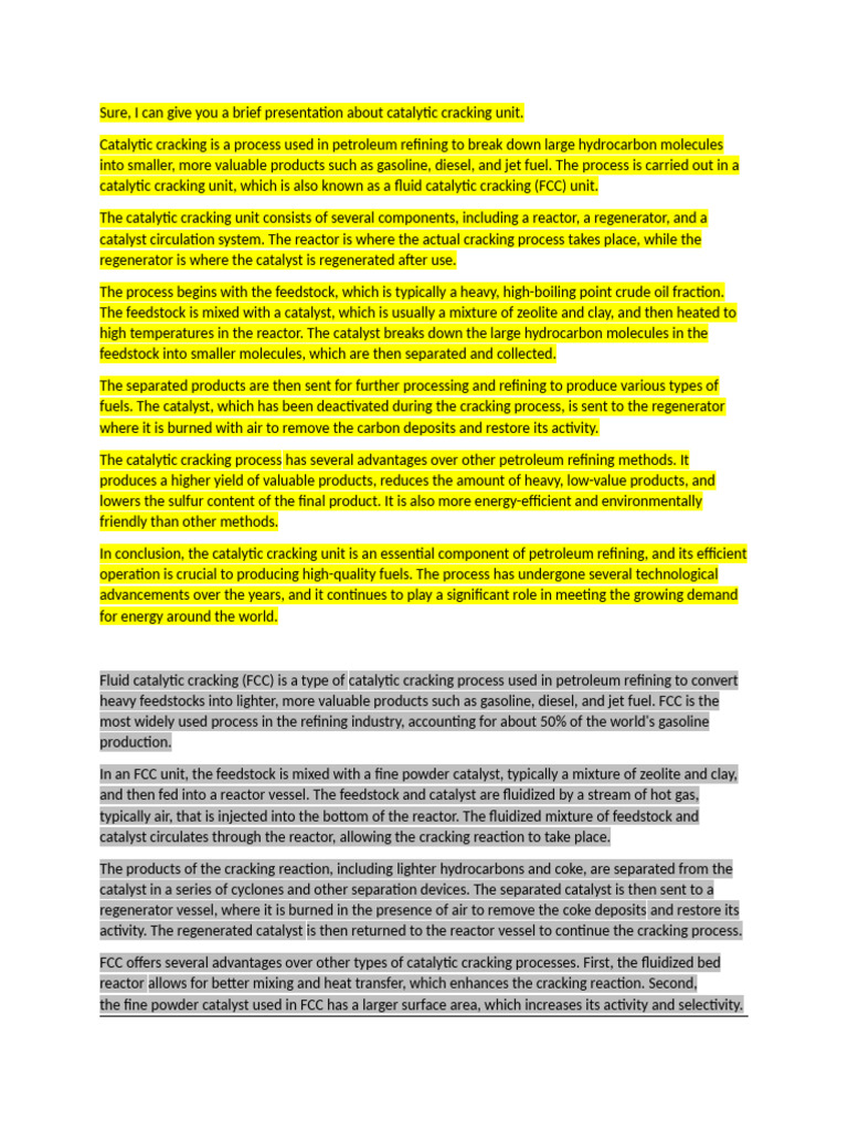 New Microsoft Word Document | PDF | Cracking (Chemistry) | Catalysis