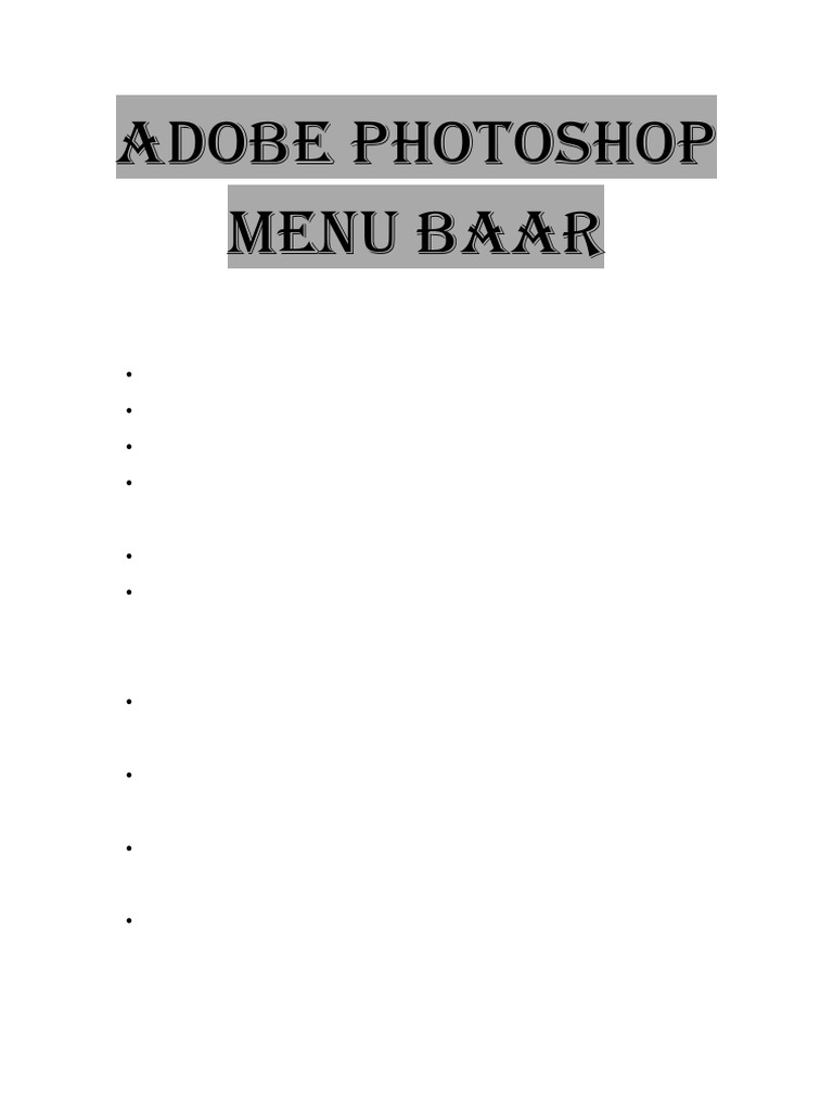 Adobe Photoshop Menu Baar | PDF | Adobe Photoshop | Camera