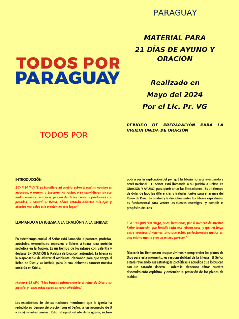 Ayuno 21 Dias y Vigilia Unida Corregido Victor Final | PDF | Oración ...