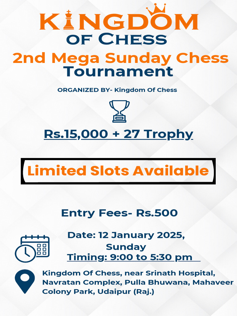 Kingdom of Chess Mega Sunday Chess Tournament 1 Pager | PDF | Chess ...
