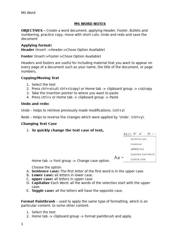 MS Word Formatting and Editing Guide | PDF