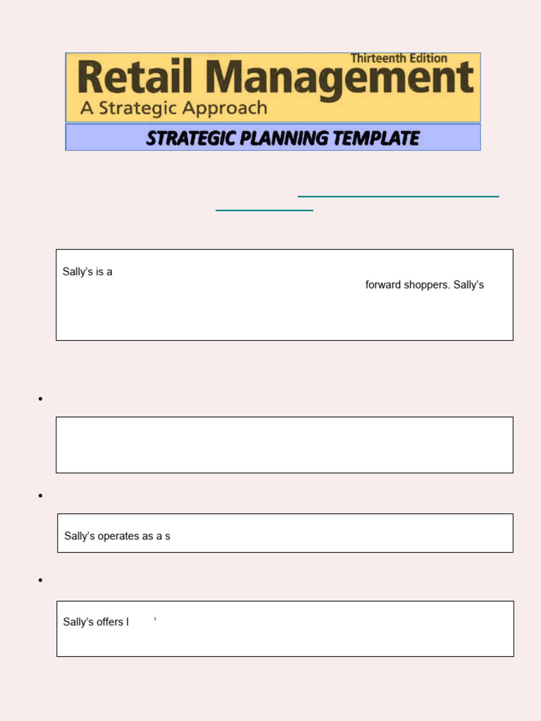 Sample Strategic Plan With Template 13e1 | PDF | Retail | Sales