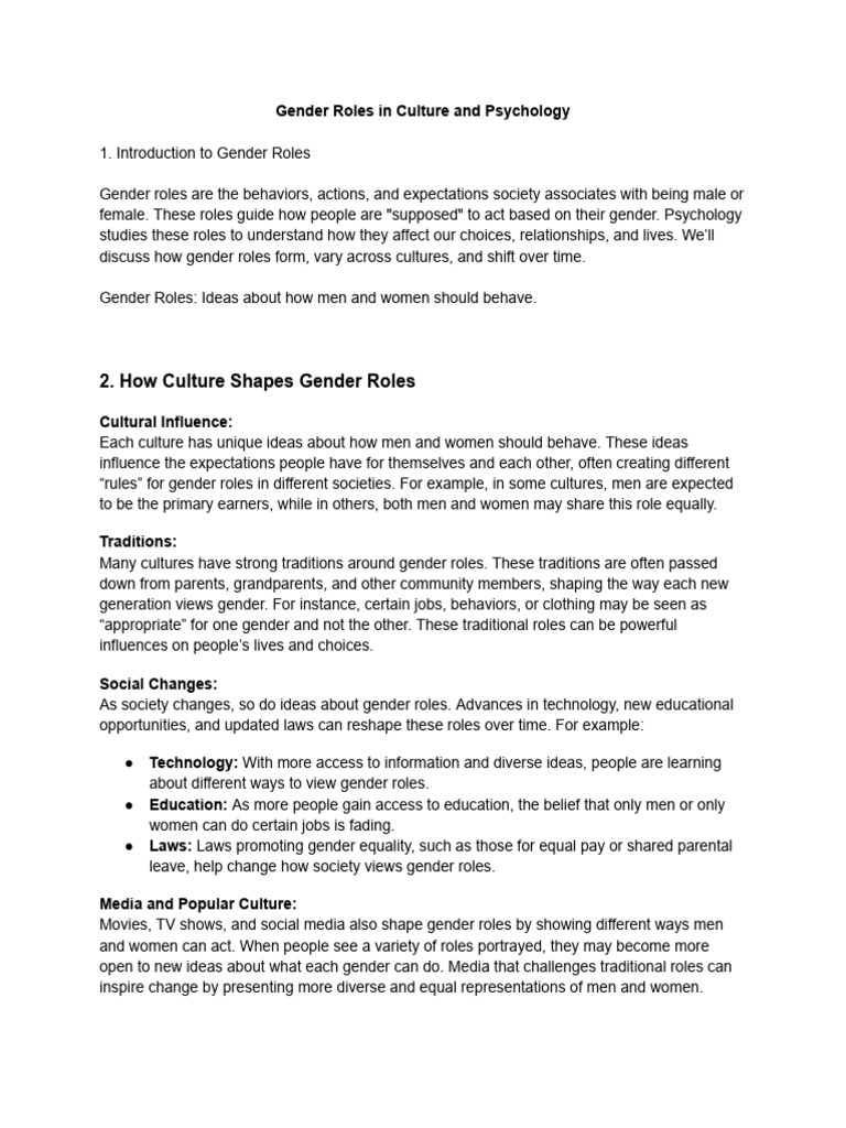 3 The Gender Role in Culture and Psychology | PDF | Gender Role | Gender