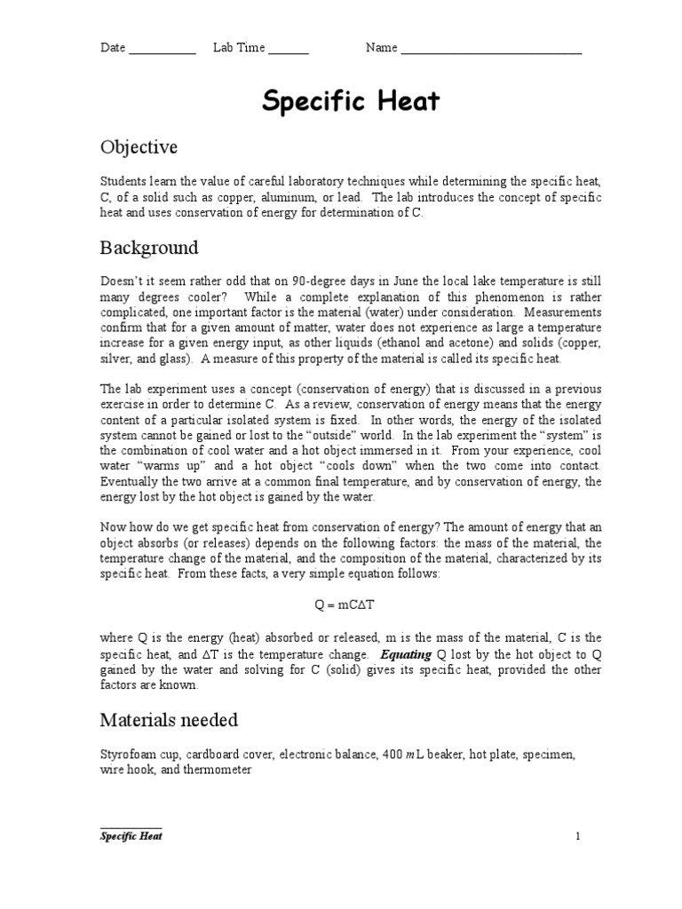 Specific Heat | PDF | Heat | Heat Capacity