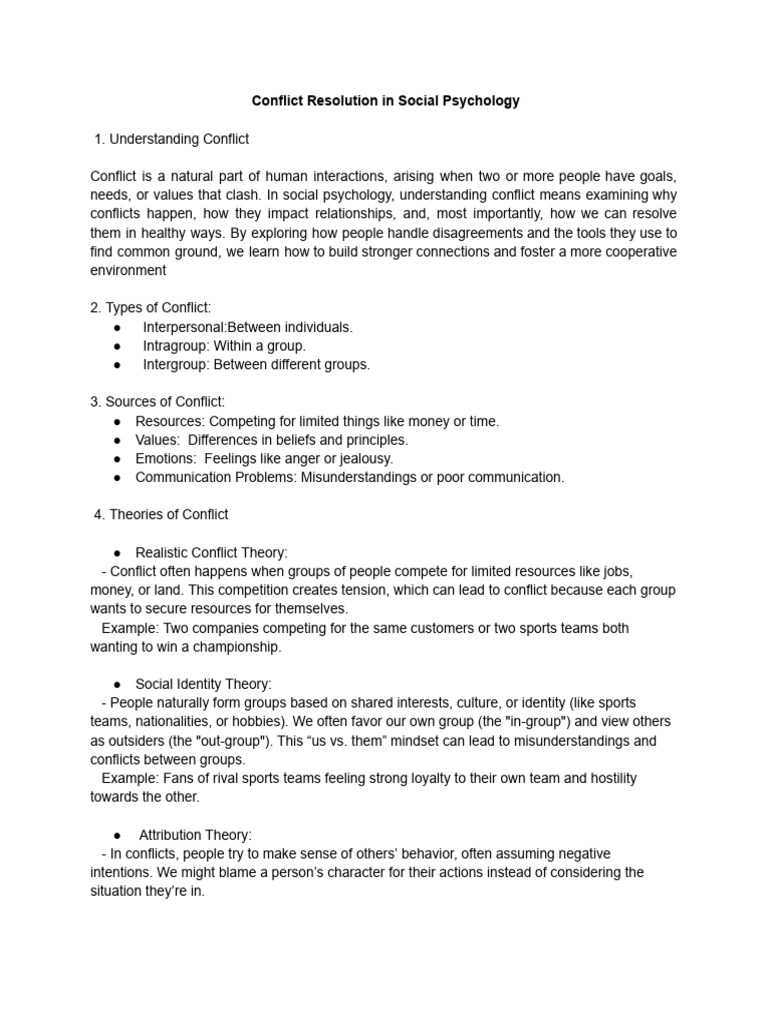 4conflict Resolution in Social Psychology | PDF | Conflict (Process ...