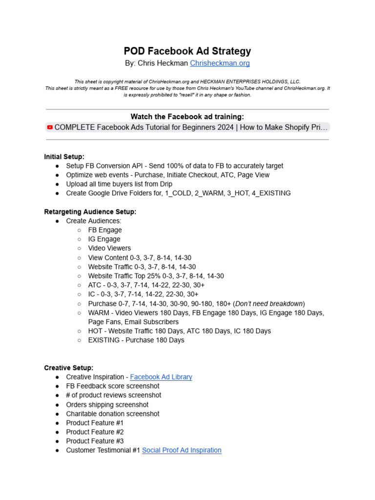 Facebook Ad Strategy for E-commerce | PDF