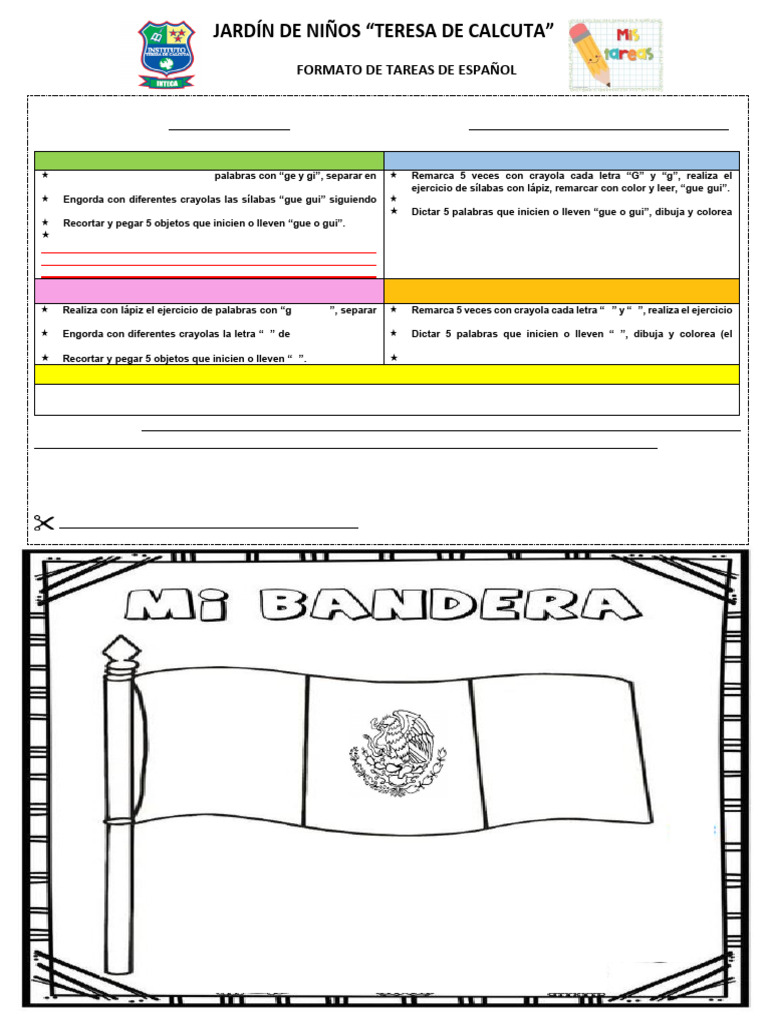 Tareas de Español para Preescolar 3-A | PDF