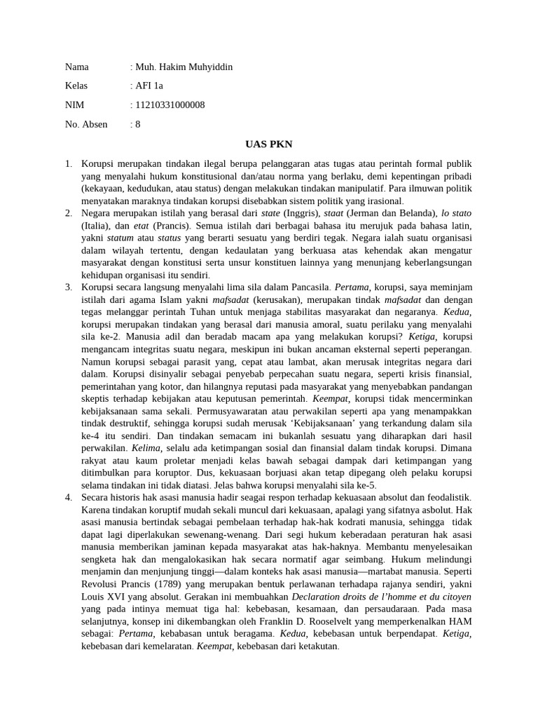 Uas Pkn State Staat Lo Stato Etat Statum Status Pdf