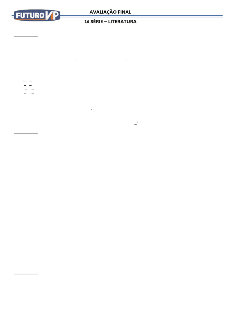 Lista de Exerc Av. Final 1 Série Literatura | PDF | Poesia