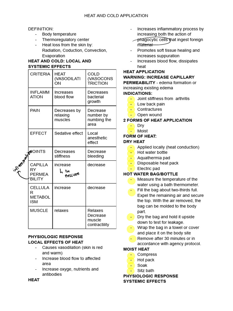 Heat and Cold Therapy Applications Guide | PDF | Vasodilation | Medical Specialties