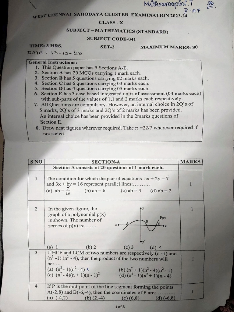West Cluster Maths Class 1 | PDF | Sphere | Circle