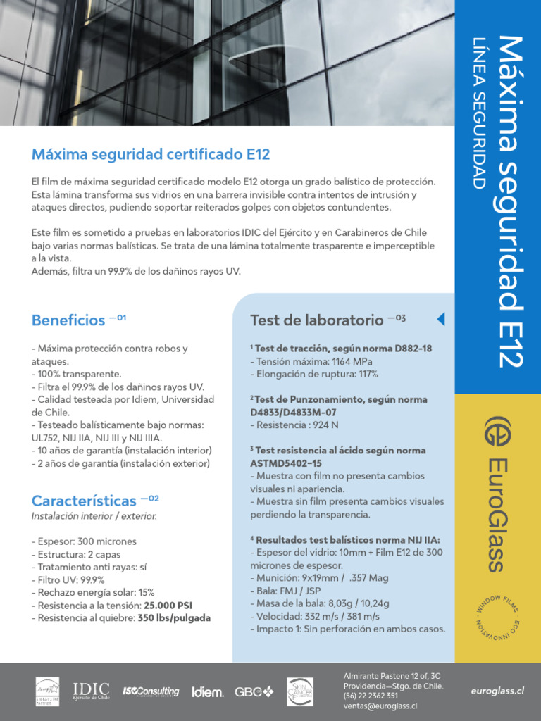 Film Seguridad E12: Protección Balística | PDF