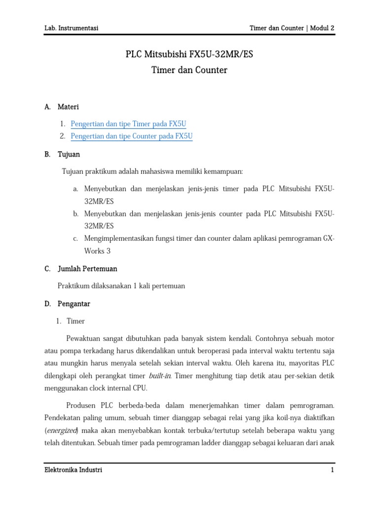 Modul 2 Timer Dan Counter | PDF