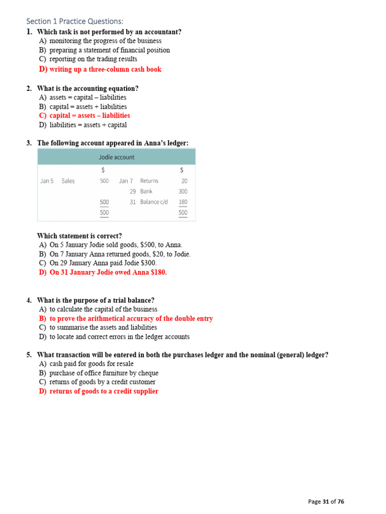 Accounting Practice Questions and Exercises | PDF | Debits And Credits ...