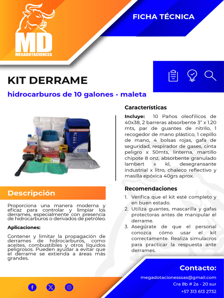 Ficha Técnica Kit Derrame 10 Galones v2 | PDF
