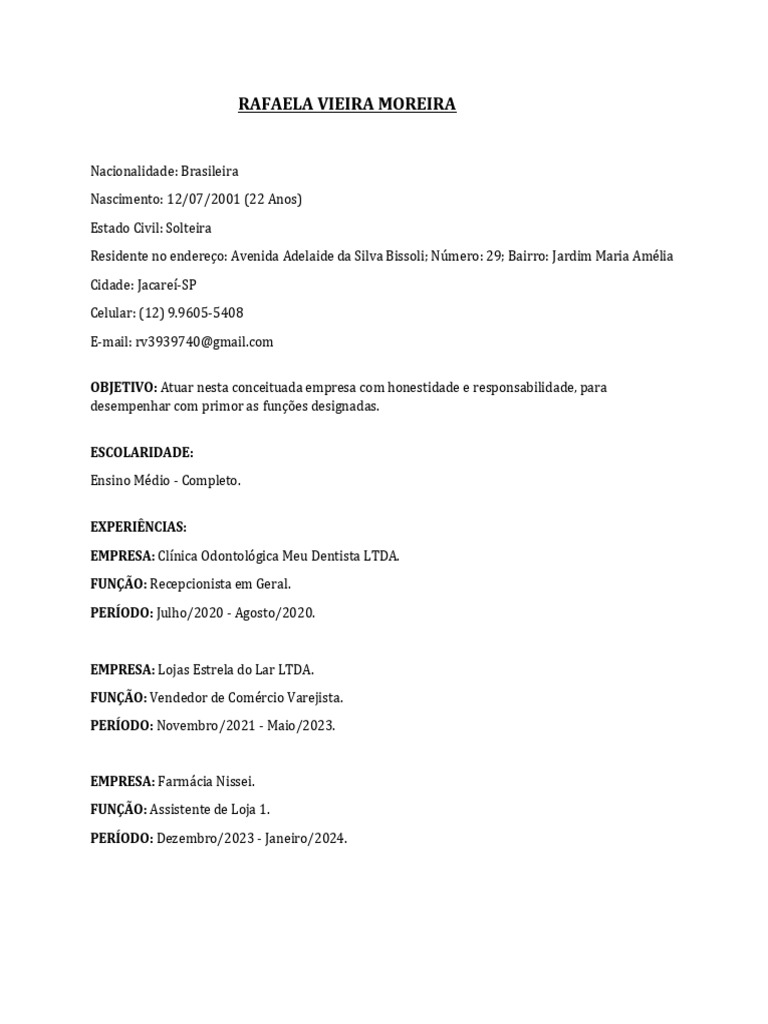 Currículo Rafaela | PDF