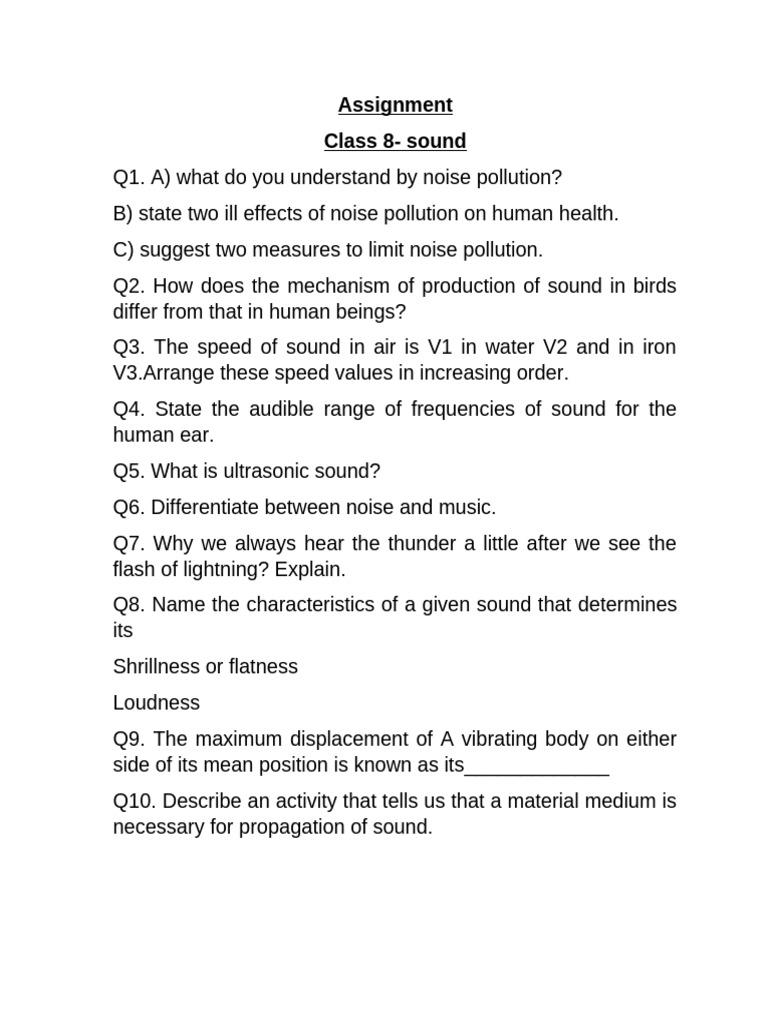 8 CH 12 (Assignment) Sound | PDF