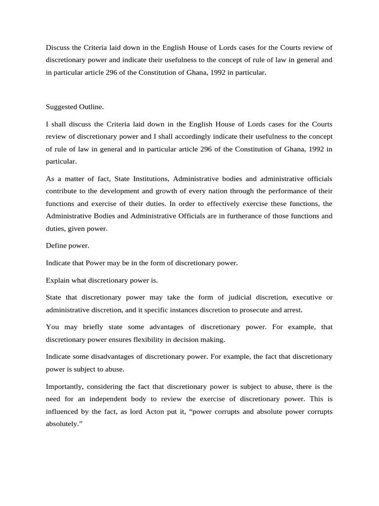 Review of Discretionary Power in Law | PDF | Justice | Crime & Violence