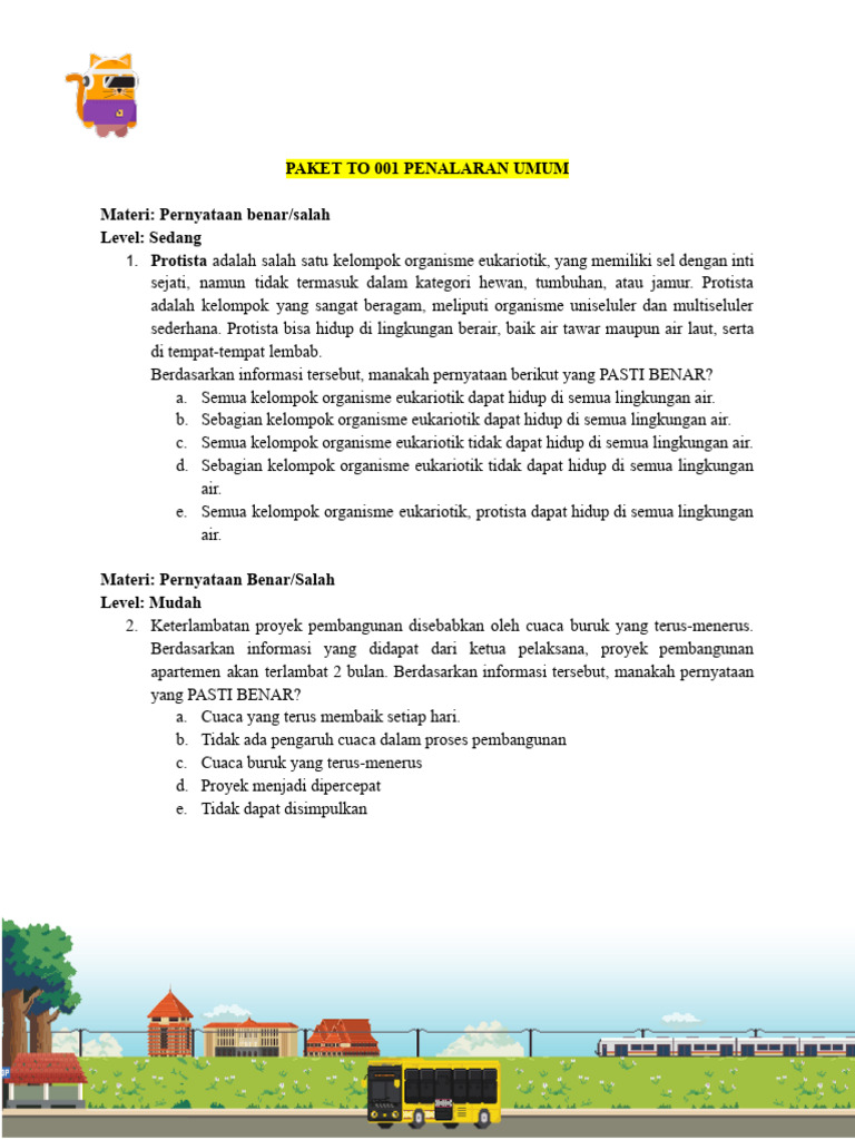 Try Out 001 - Penalaran Umum | PDF