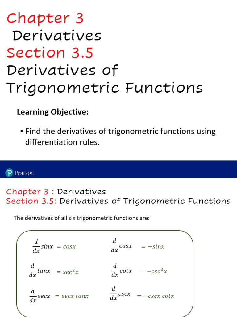 3 5 Derivatives Of Trigonometric Functions Pdf Derivative Arithmetic