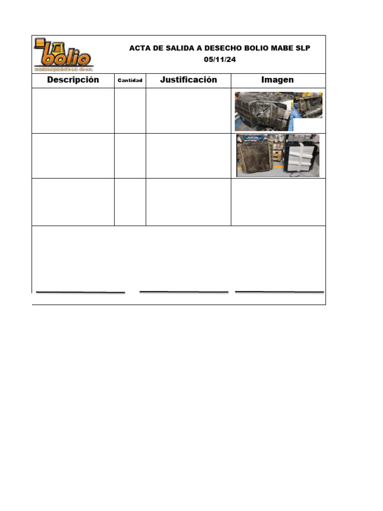 Acta de Salida Bolio Mabe 05-11-24 | PDF