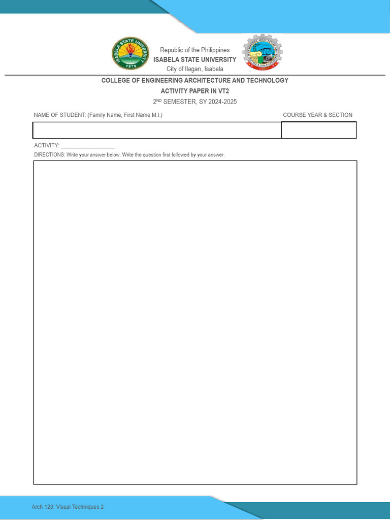 Activity Paper Format For VT2 | PDF