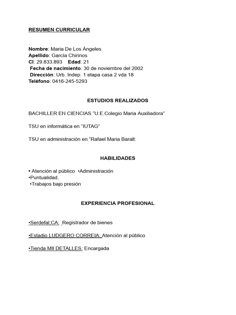 Currículum Maria | PDF