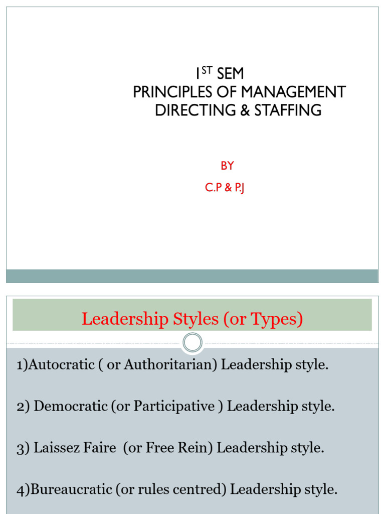 PM-Unit-4-Directing-and-Staffing | PDF | Leadership | Social Psychology