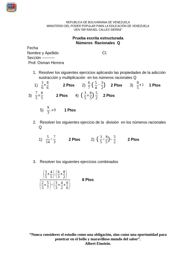 Prueba Escrita | PDF
