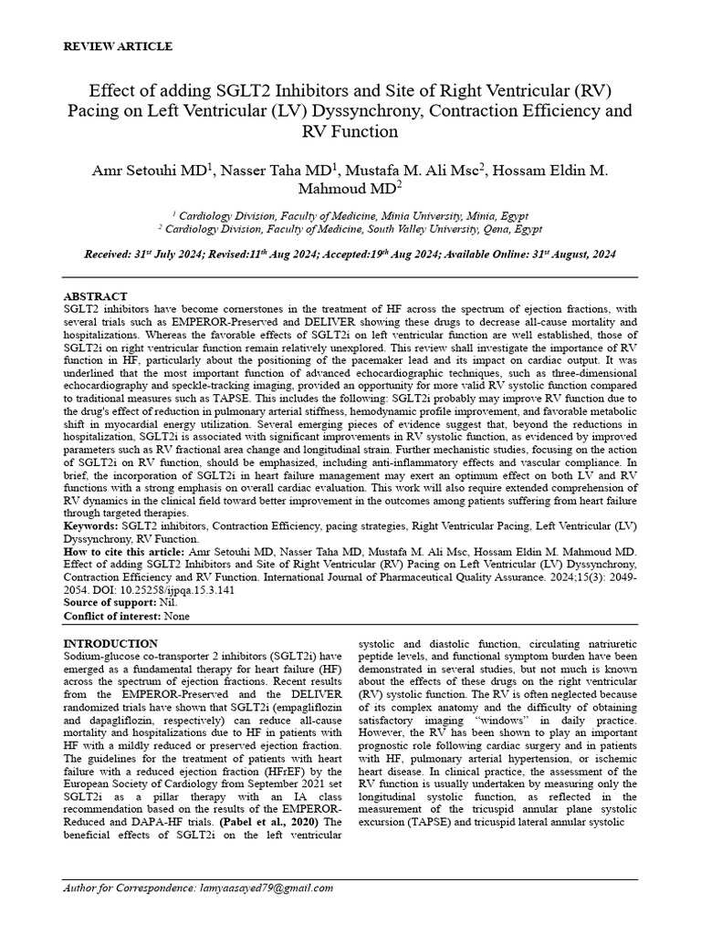 IJPQA,Vol15,Issue3,Article141 | PDF | Artificial Cardiac Pacemaker | Heart Failure